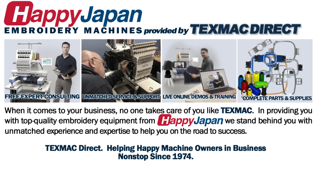 TEXMAC Direct Homepage | HAPPY Multi-needle embroidery machines